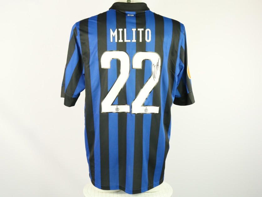 Milito Official Inter Milan Signed Shirt, 2011/12 - CharityStars
