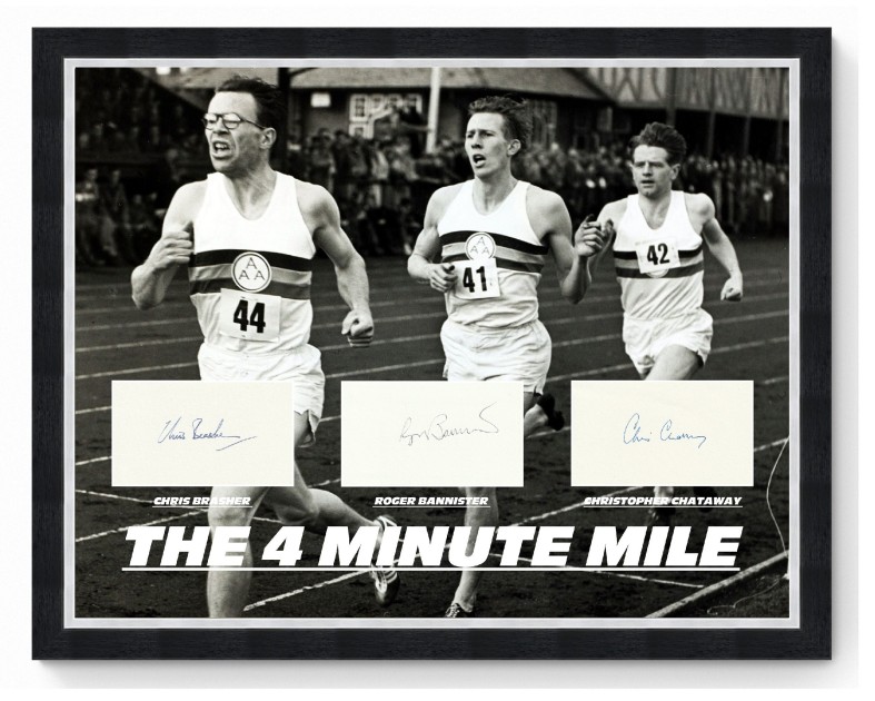 Bannister, Brasher and Chataway Signed The 4 Minute Mile Display ...