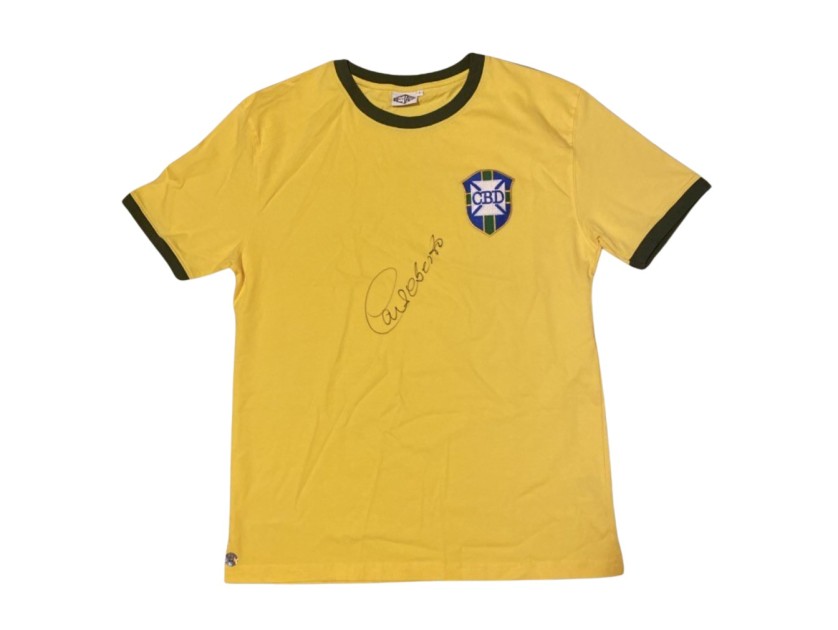 Carlos Alberto Brazil Retro Signed Replica Shirt - CharityStars