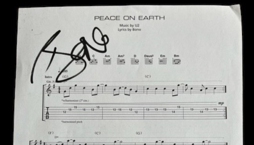 Bono Signed U2 'Peace On Earth' Sheet Music - CharityStars
