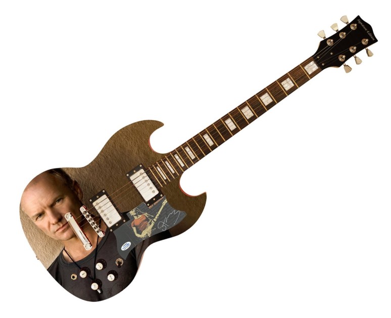 Sting Signed Pickguard on a Custom Signature Edition Guitar - CharityStars