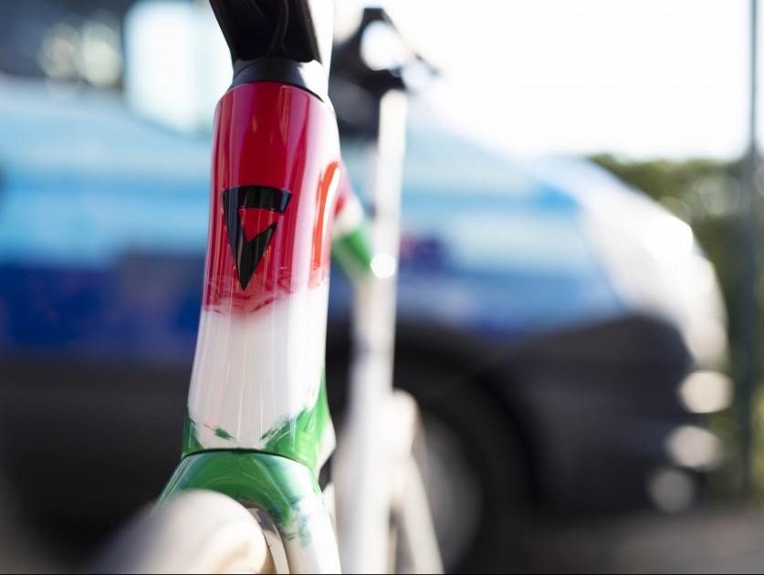 Filippo Zana's Italian Flag Giant Bicycle Used for Giro d'Italia 2023 ...