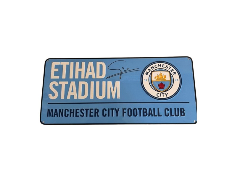 Pep Guardiola Official Manchester City Signed Football Road Sign ...