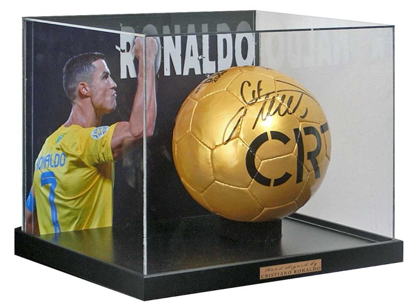 Cristiano Ronaldo Signed Golden Football in Acrylic Display Case ...