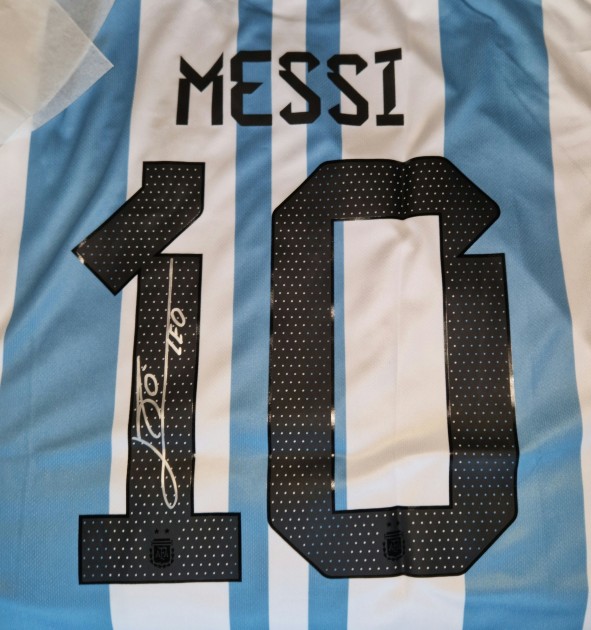 Messi's Argentina Signed and Framed Shirt - CharityStars