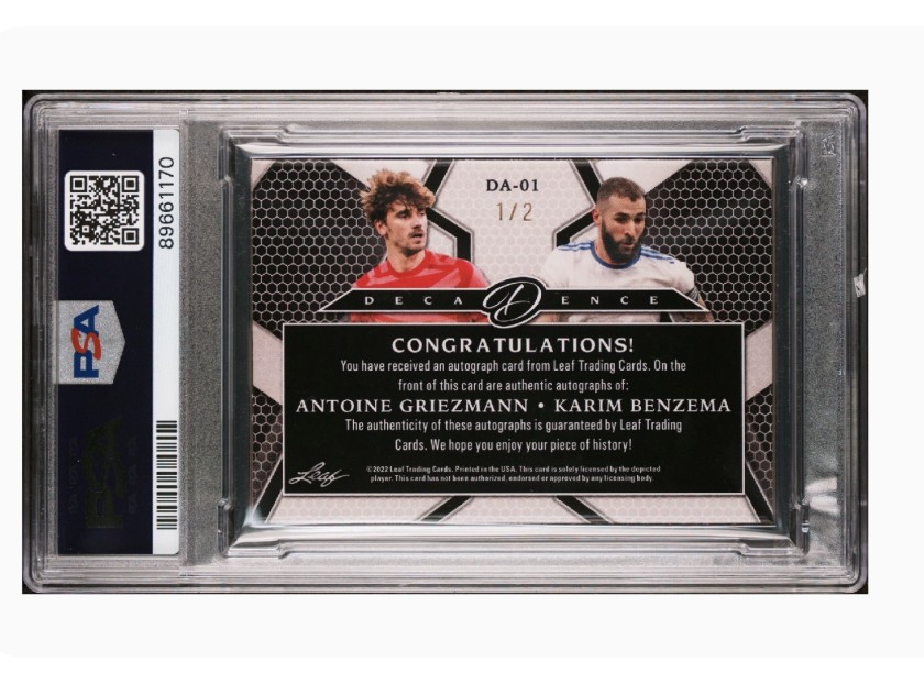 Karim Benzema and Antoine Griezmann Signed Card - CharityStars