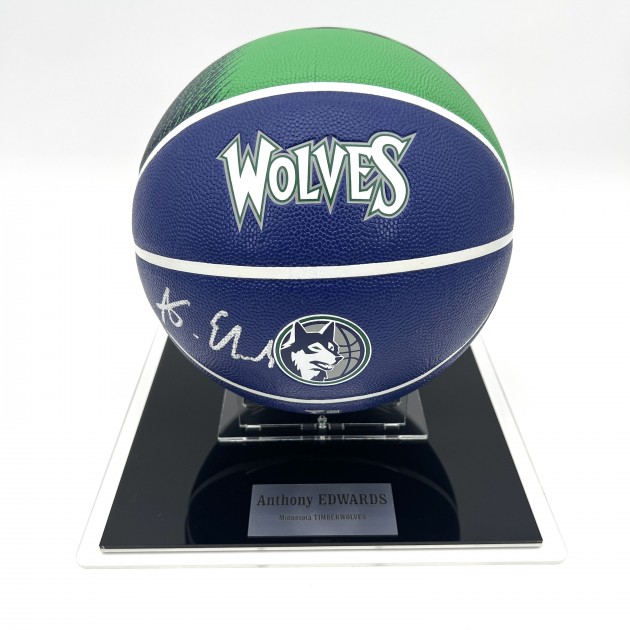 Anthony Edwards Signed Minnesota Timberwolves Basketball with Display ...
