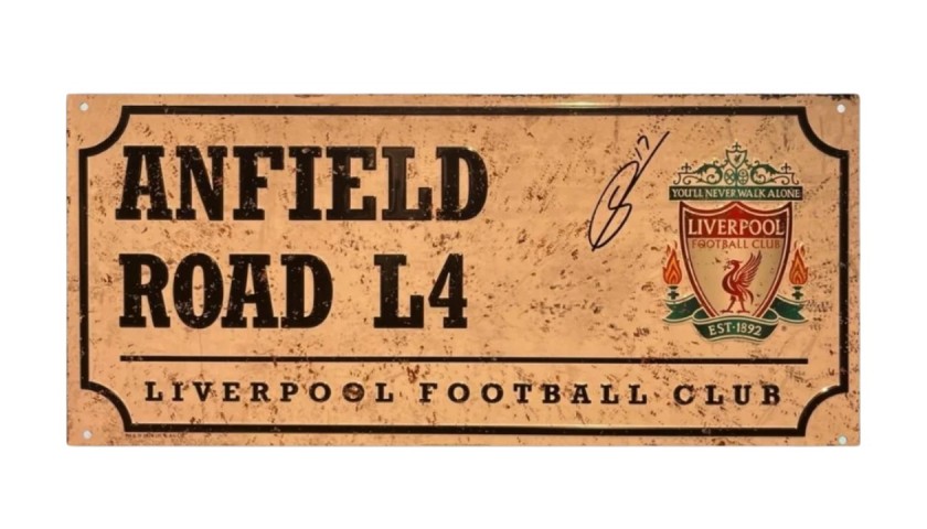 Curtis Jones' Liverpool Signed Road Sign - CharityStars