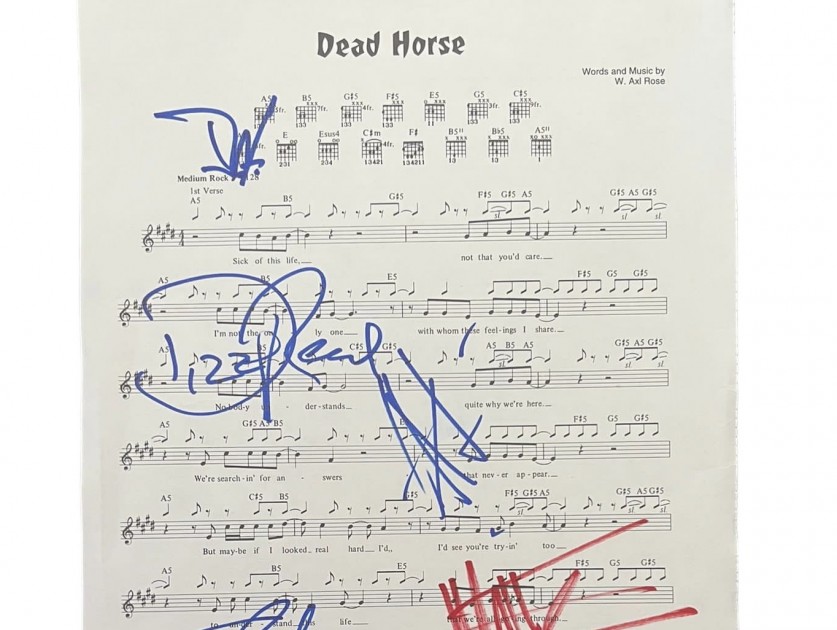 Guns N' Roses Signed 'Dead Horse' Sheet Music - CharityStars