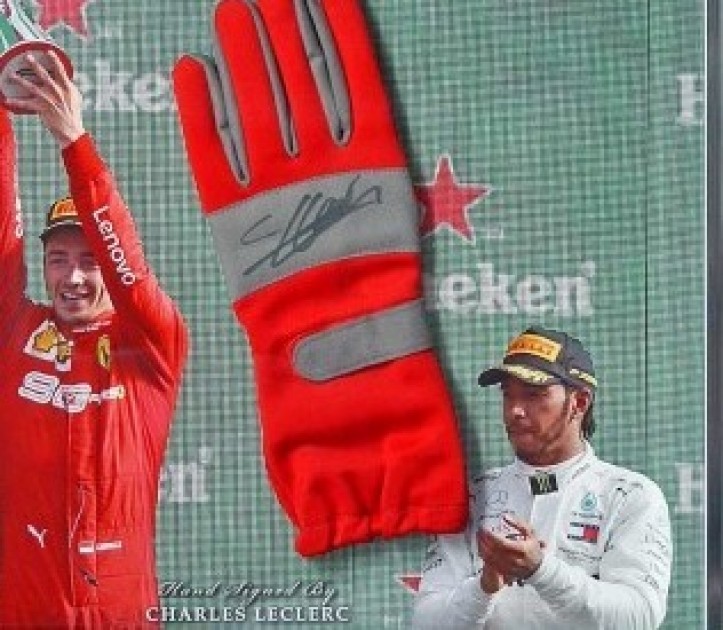 Charles Leclerc Signed Ferrari Glove Display - CharityStars