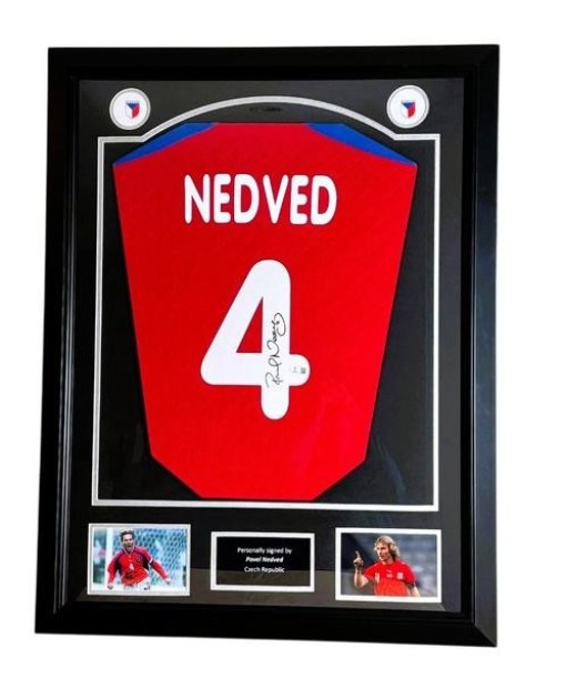 Pavel Nedved's Czech Republic Signed and Framed Shirt - CharityStars