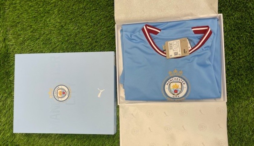 Official Manchester City 2022/23 Shirt Treble Set - CharityStars