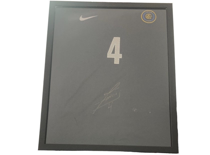 Zanetti's Inter Milan Worn Training Framed Signed Shirt - CharityStars