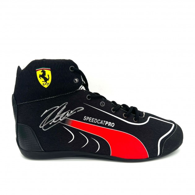 Charles Leclerc Signed Ferrari Boot in Display Case - CharityStars