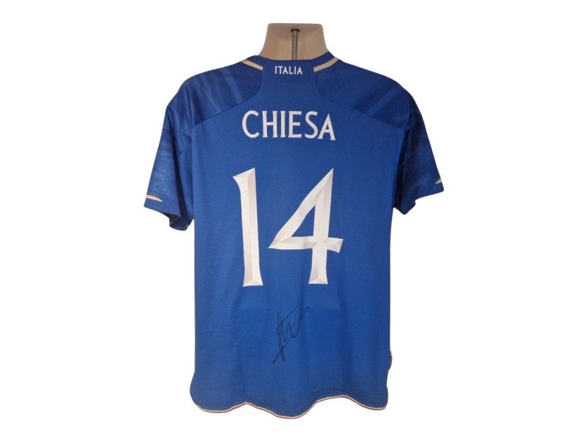 Federico Chiesa Signed 2023/24 Italy Official Shirt - CharityStars