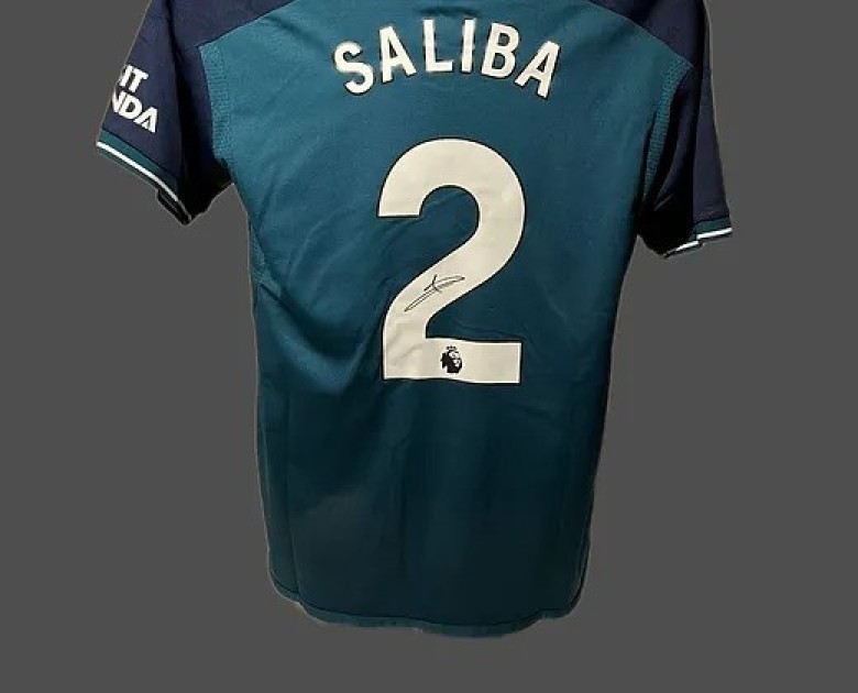 William Saliba's Arsenal 2023/24 Signed and Framed Third Shirt ...