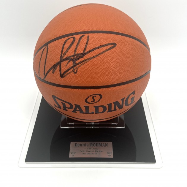 Dennis Rodman Signed NBA Basketball with Display Case - CharityStars