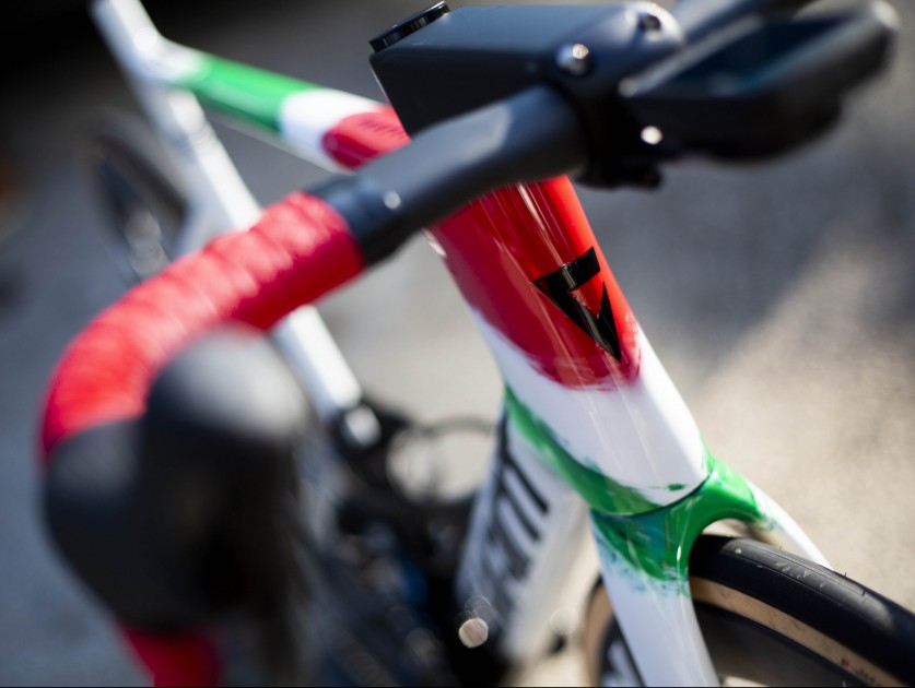 Filippo Zana's Italian Flag Giant Bicycle Used for Giro d'Italia 2023 ...