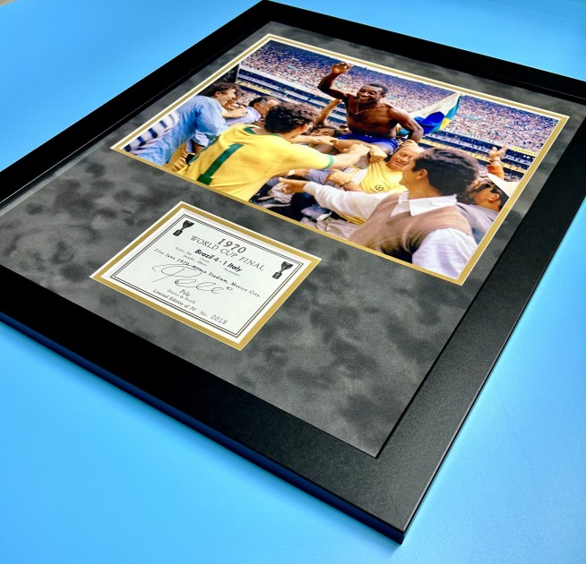 Pelé Signed and Framed 1970 Brazil World Cup Final Champagne Label ...