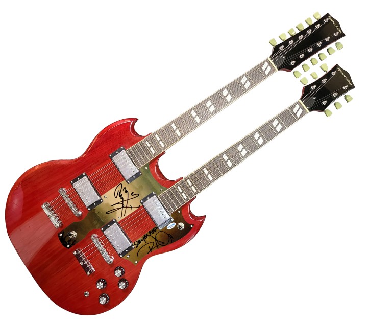 Jimmy Page and Robert Plant of Led Zeppelin Signed Double Neck SG ...