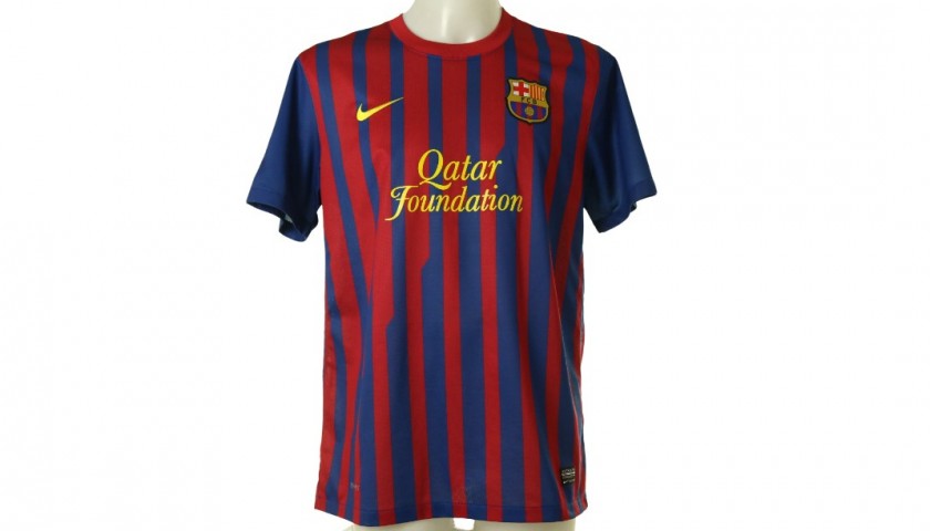 Pique Official Barcelona Signed Shirt, 2011/12 - CharityStars