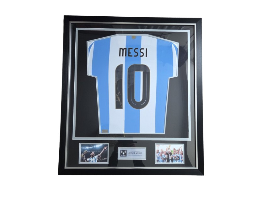 Lionel Messi's Argentina 2024/25 Signed and Framed Shirt - CharityStars