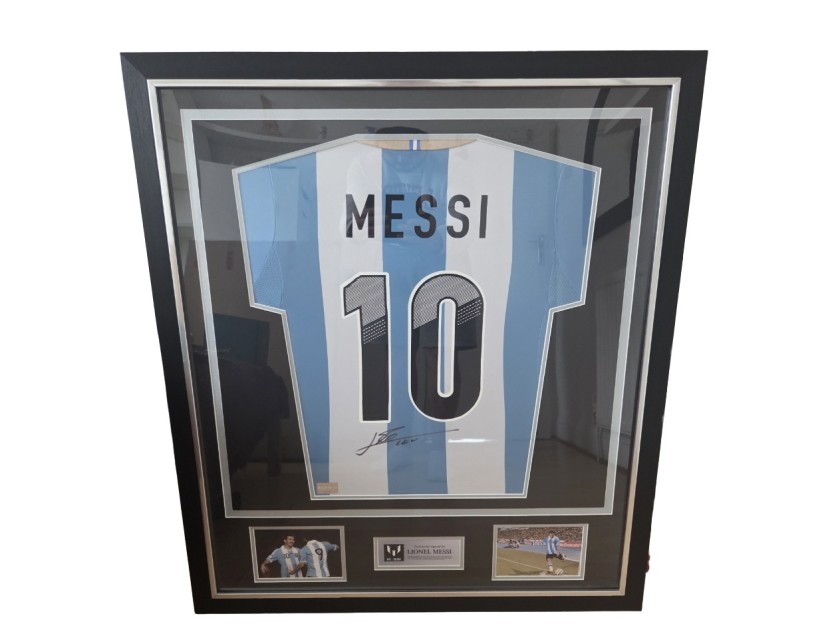 Lionel Messi's Argentina 2011/13 Signed and Framed Shirt - CharityStars