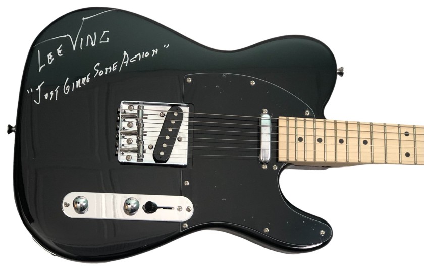 Lee Ving of FEAR Signed with Lyrics Black Glarry Guitar - CharityStars