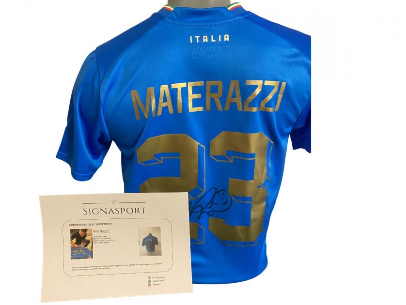 Materazzi Official Italy Signed Shirt, 2022 - CharityStars