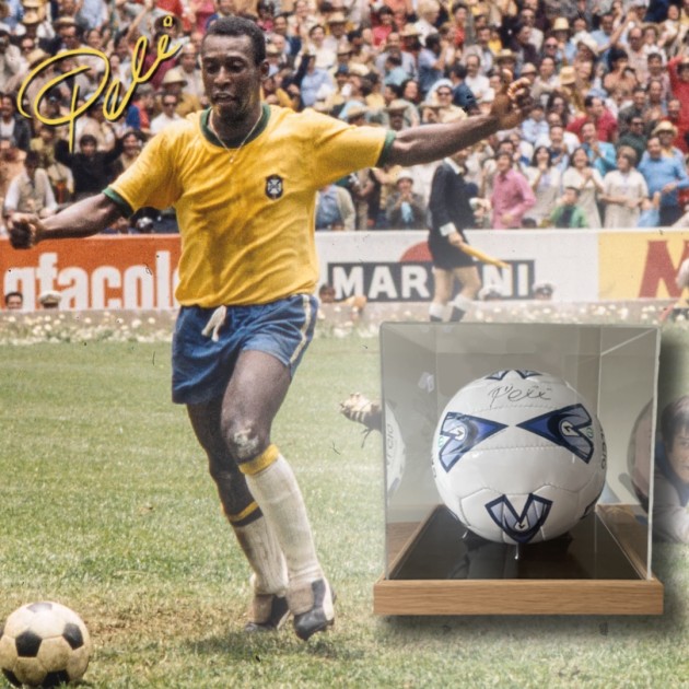 Pele Signed Football In Display Case - CharityStars
