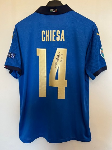 Chiesa's Signed Match Shirt, Italy-England 2021 - CharityStars