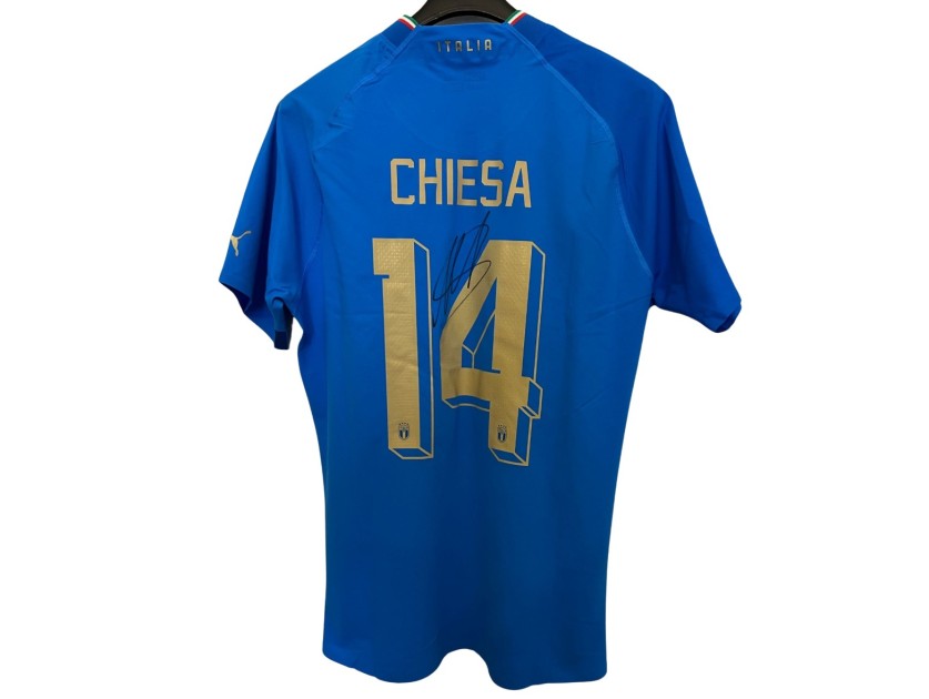 Chiesa's Match Signed Shirt, Albania vs Italy 2022 - CharityStars