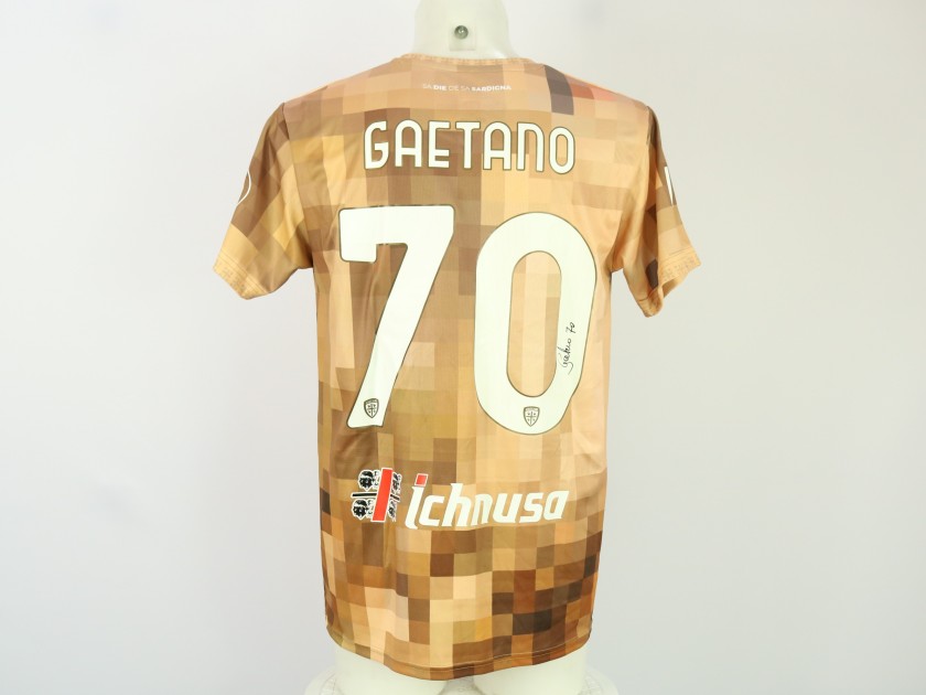 Gaetano's Unwashed Signed Shirt, Cagliari vs Lecce 2024 "Sa Die de sa ...