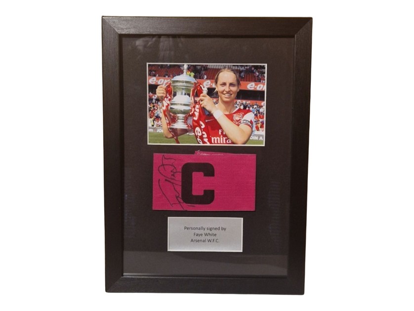 Faye White Arsenal Signed Football Captains Armband Framed - CharityStars