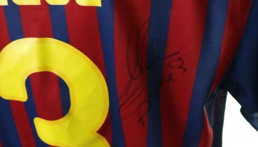 Pique Official Barcelona Signed Shirt, 2011/12 - CharityStars