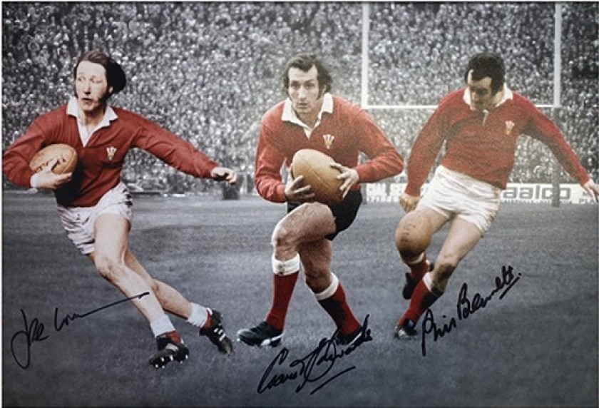 Gareth Edwards, Phil Bennett and JPR Williams Signed and Framed Photo ...