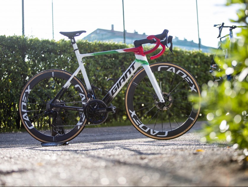 Filippo Zana's Italian Flag Giant Bicycle Used for Giro d'Italia 2023 ...
