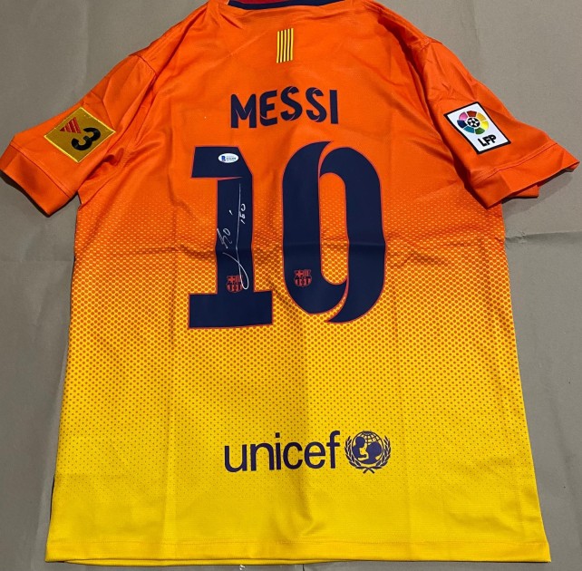 Messi's FC Barcelona 2012/13 Signed Replica Shirt - CharityStars