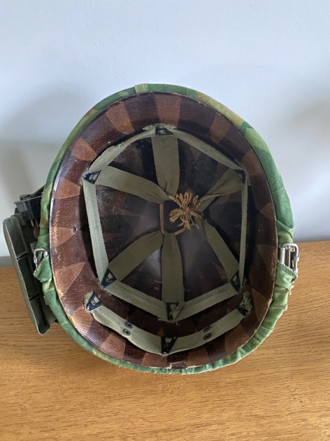 Original Vietnam War US M1 Helmet with camo cover and accessories, 1955 ...