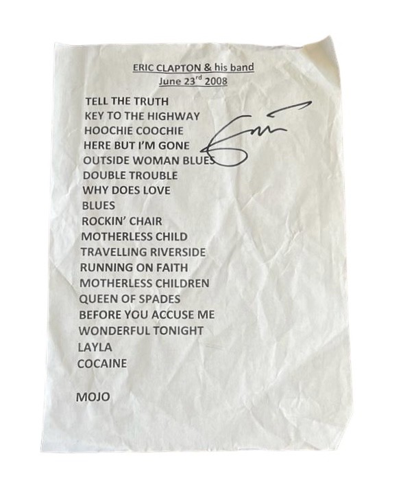 Eric Clapton Signed Setlist - CharityStars