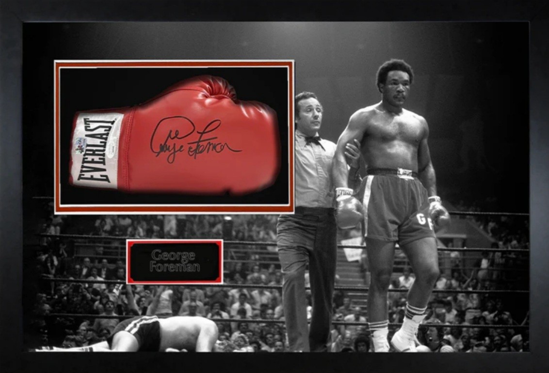 George Foreman Signed and Framed Boxing Glove - CharityStars