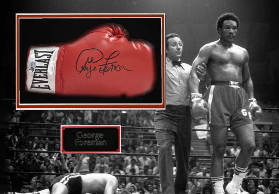 George Foreman Signed and Framed Boxing Glove - CharityStars
