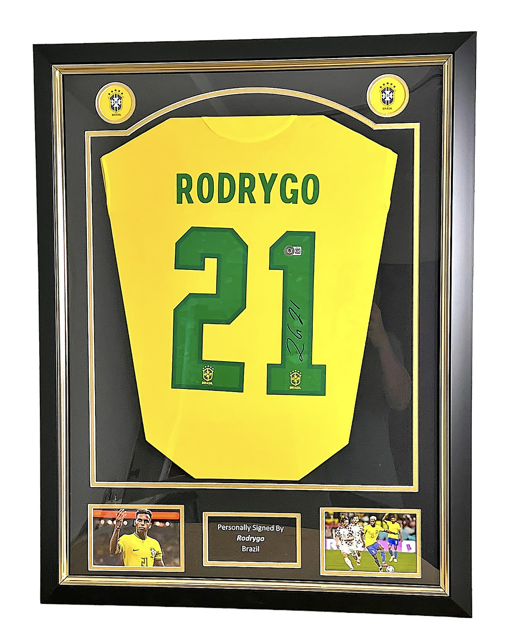 Rodrygo's Brazil Signed and Framed Shirt - CharityStars