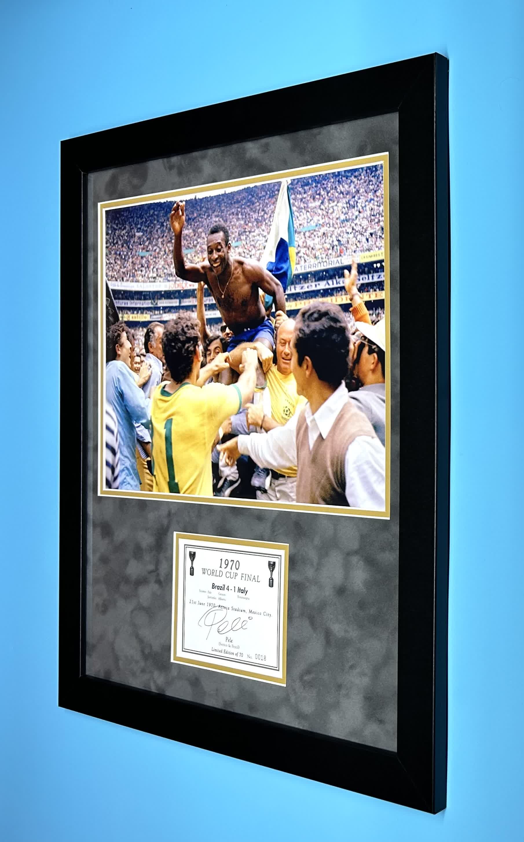 Pelé Signed and Framed 1970 Brazil World Cup Final Champagne Label ...