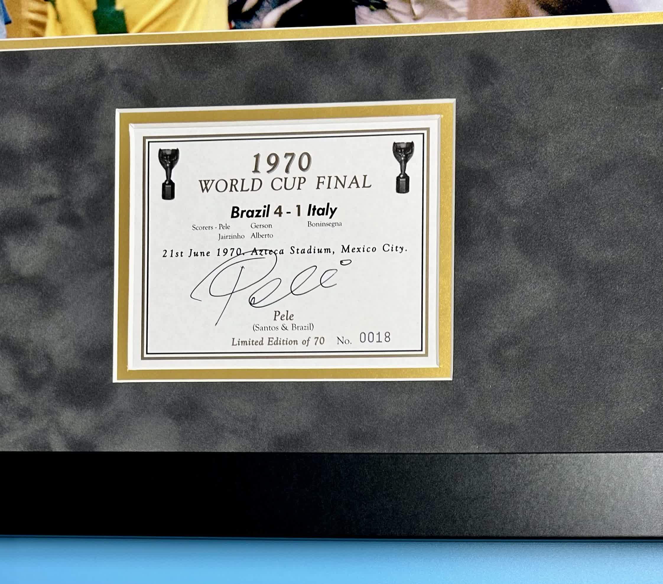 Pelé Signed and Framed 1970 Brazil World Cup Final Champagne Label ...