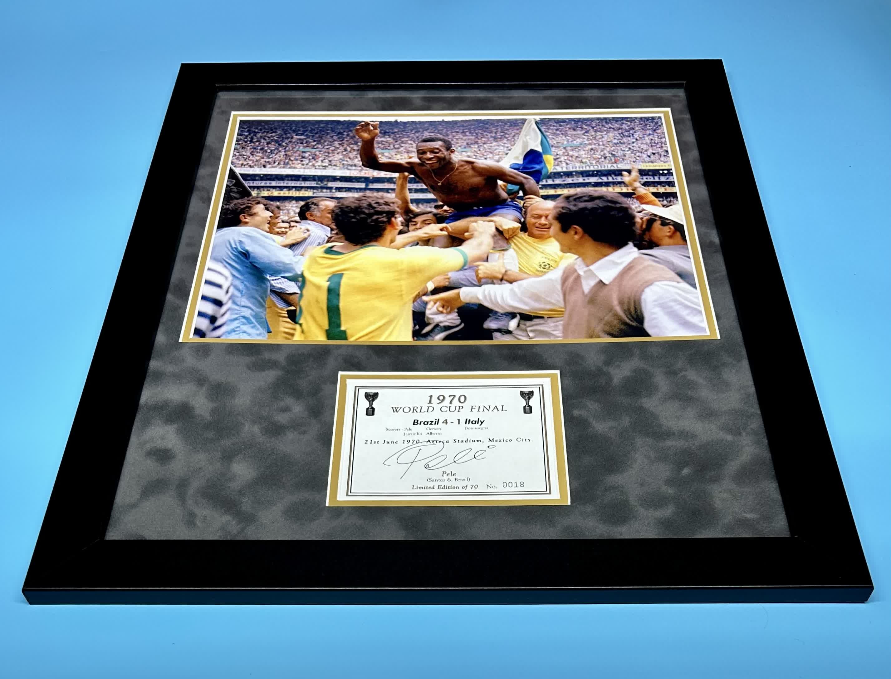 Pelé Signed and Framed 1970 Brazil World Cup Final Champagne Label ...