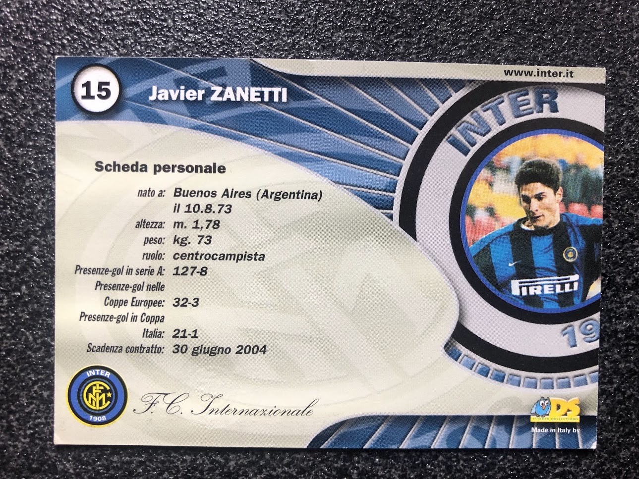 Javier Zanetti's Official Signed Inter FC Card - CharityStars