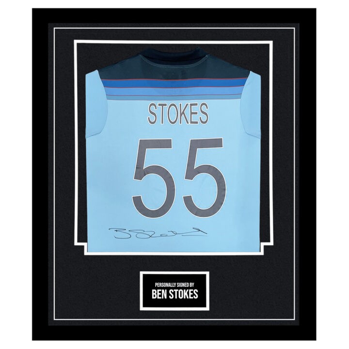 Ben Stokes' World Cup Signed and Framed Shirt - CharityStars