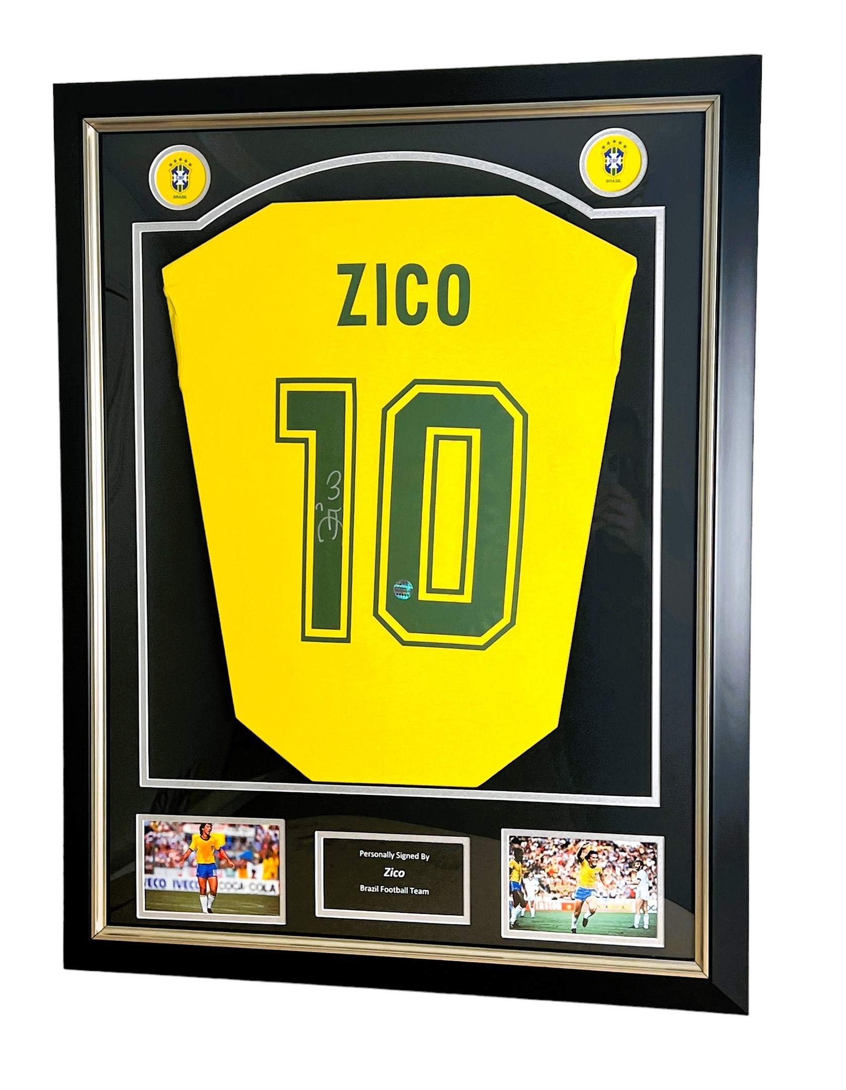 Zico's Brazil 1982 Signed and Framed Shirt - CharityStars