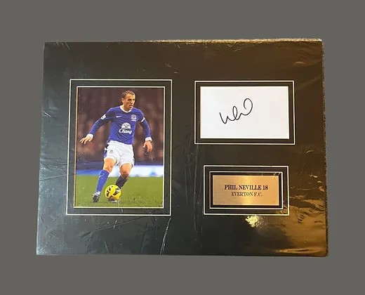 Phil Neville's Everton Signed Mounted Autograph Cut - CharityStars